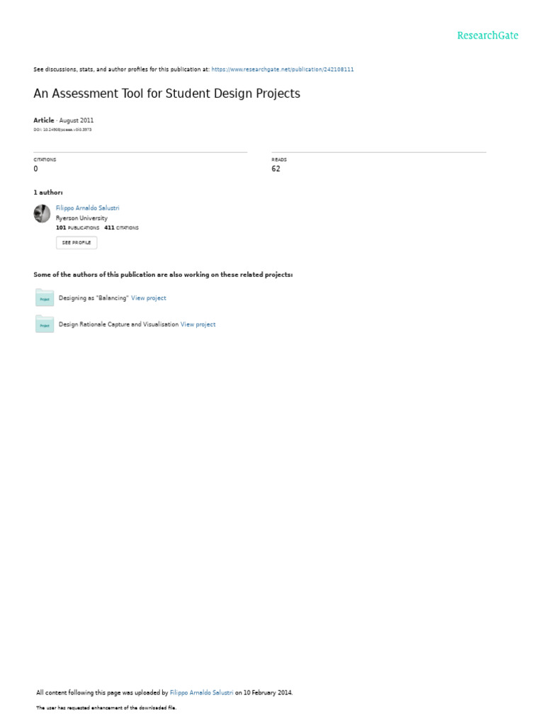 Assessment Tool for Student Design Projects | PDF | Spreadsheet ...