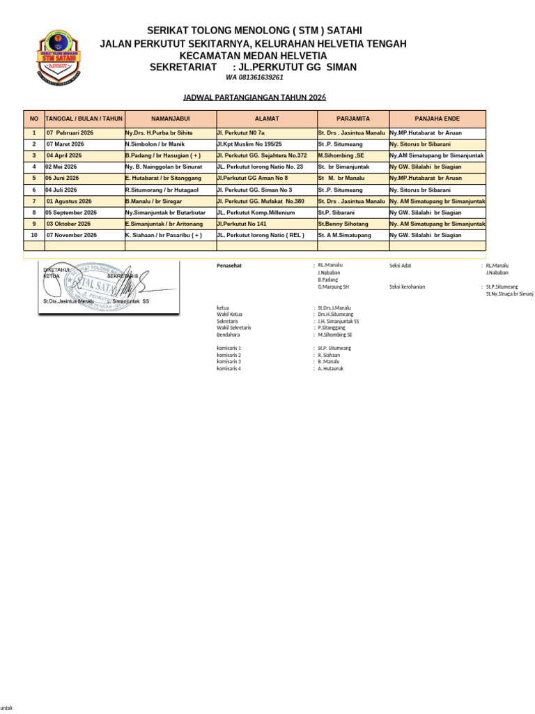 Jadwal Pertanggingan STM 2026 Medan | PDF