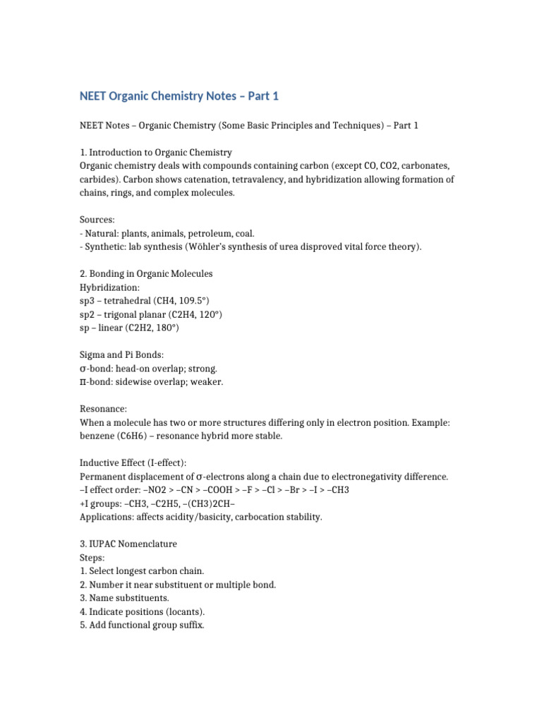 NEET Organic Chemistry Basics Guide | PDF