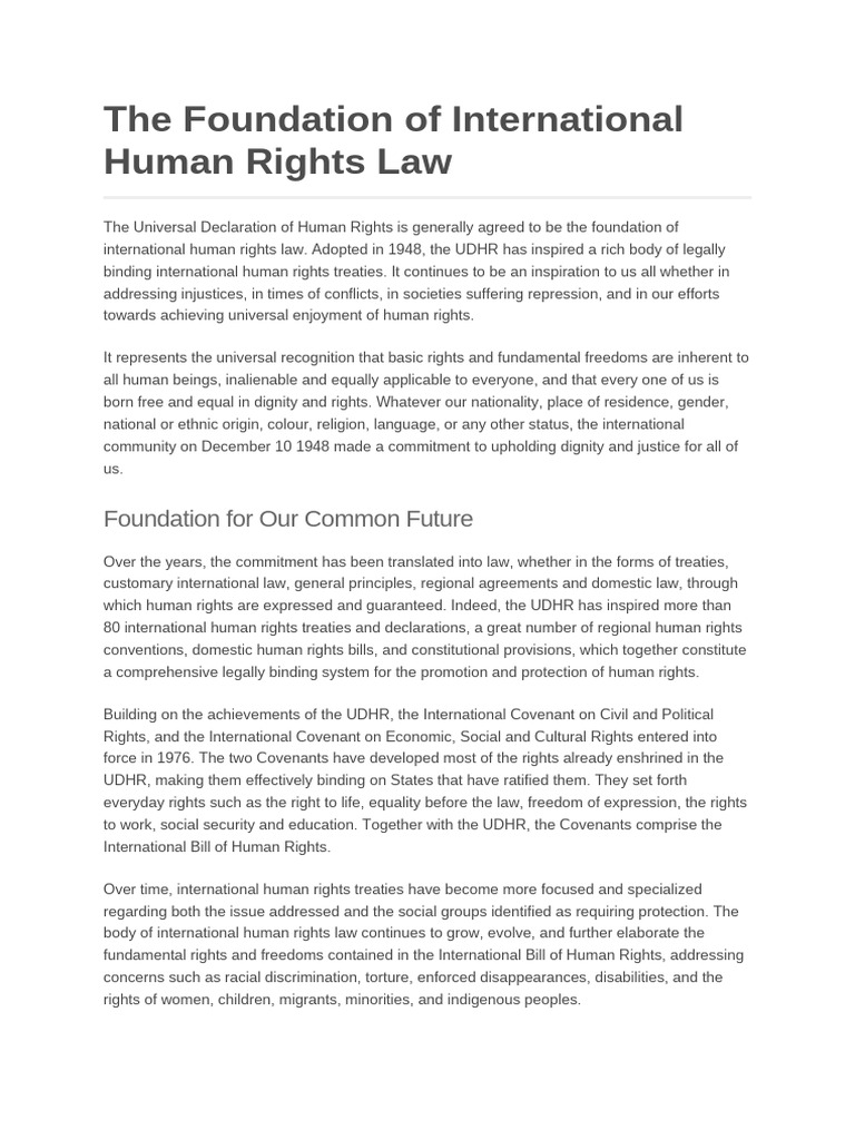 The Foundation of International Human Rights Law | PDF | Human Rights ...