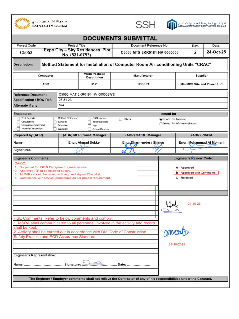 CRAC Method of Statement | PDF | Leak | Pipe (Fluid Conveyance)