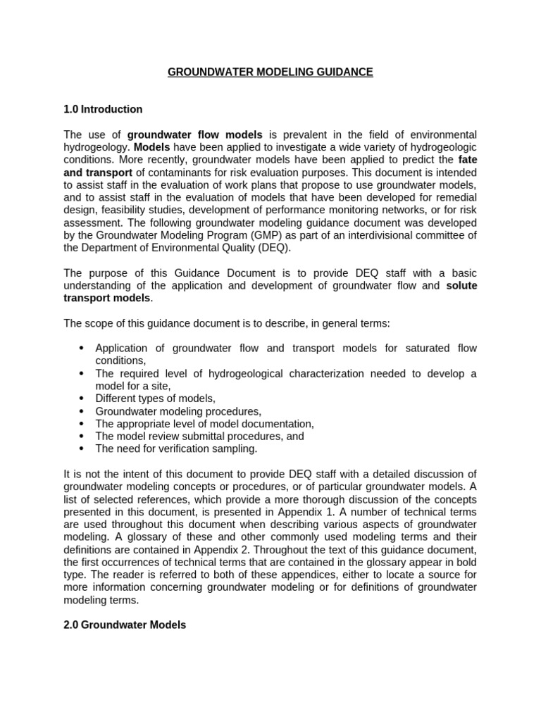 Groundwater Modeling Guidance | PDF | Hydrogeology | Aquifer