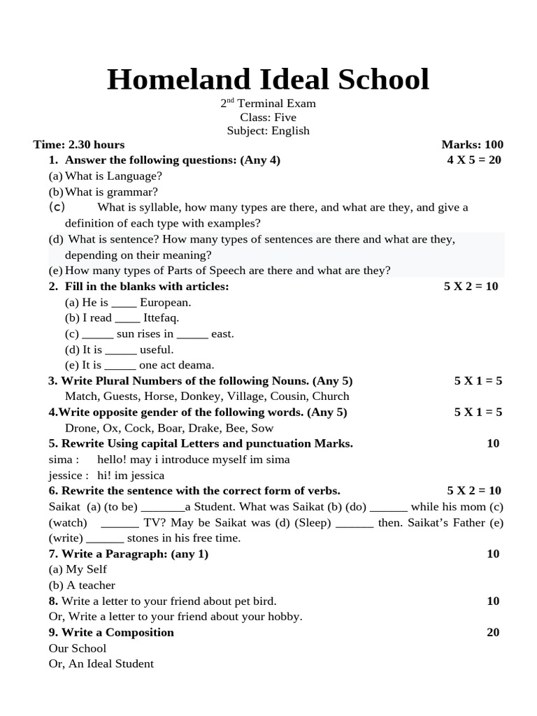 Class 5 English 2nd | PDF