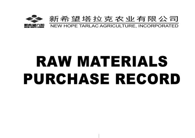 Raw Materials Purchase Record | PDF