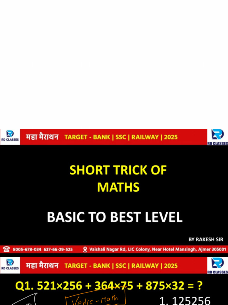 Vedic Math Intro Class | PDF