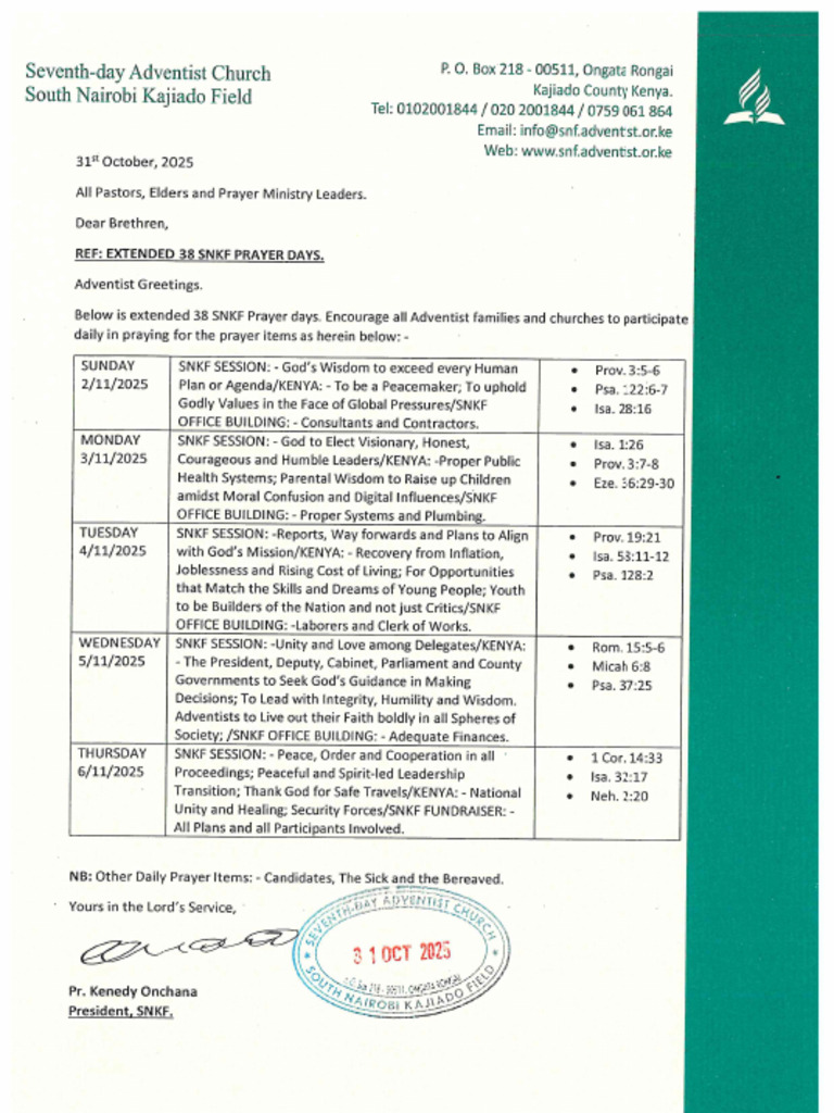 SNKF Extended Prayer Days | PDF