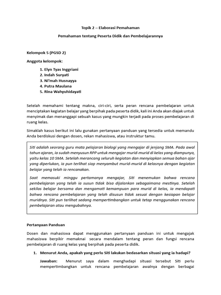 T2-6 Elaborasi Pemahaman (Pemahaman PPDP) Kelompok 5 | PDF