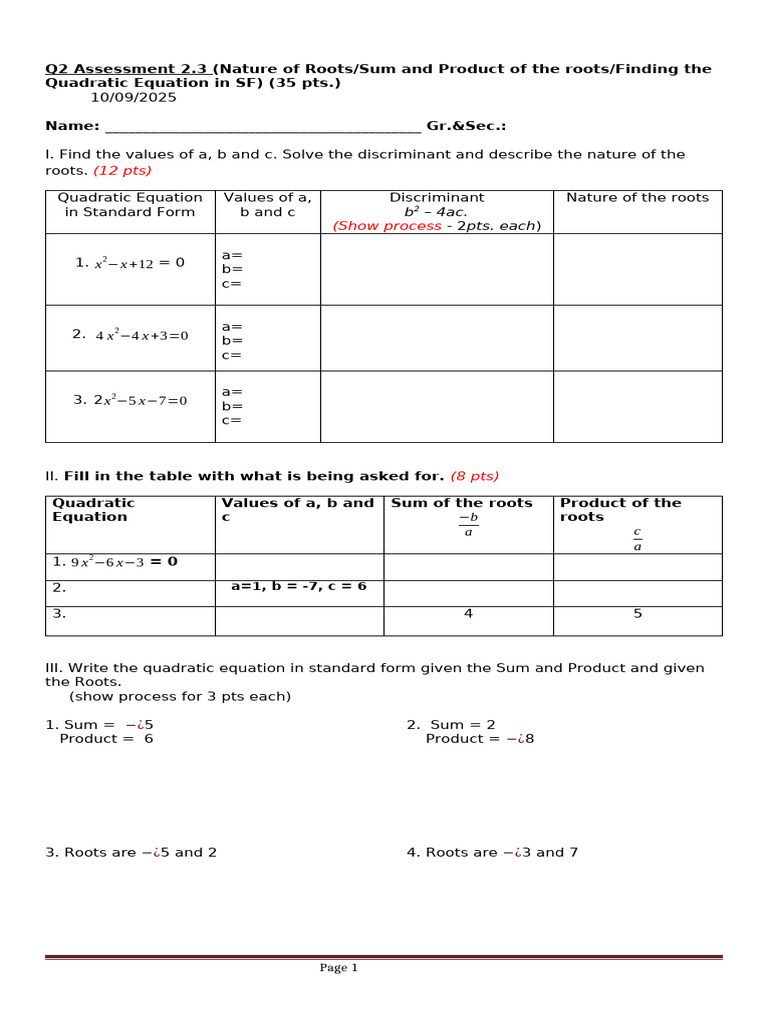 Q2 Week 4 5 Assessment 2.3 | PDF