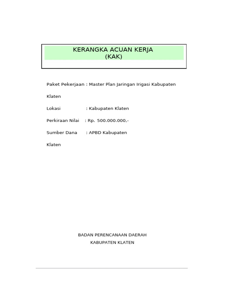Master Plan Irigasi Kabupaten Klaten | PDF