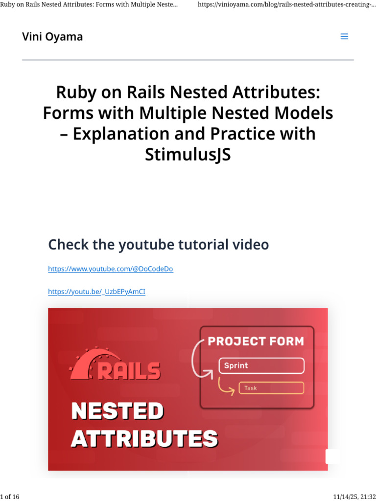 2ruby On Rails Nested Attributes Forms With Multiple Nested Models