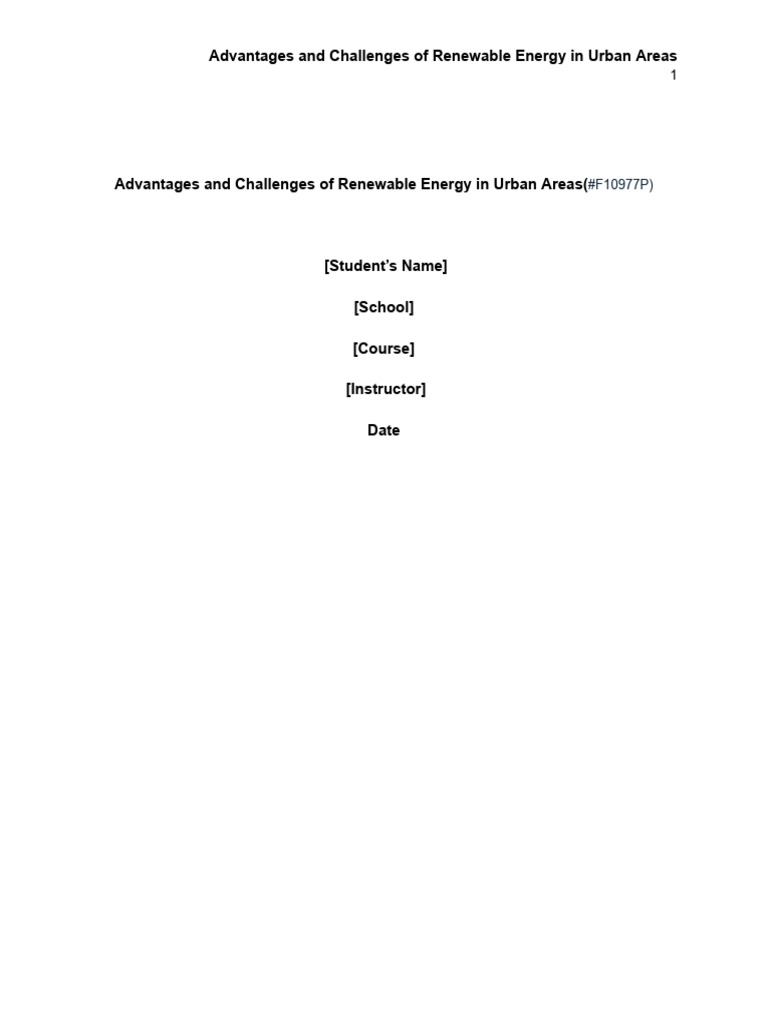 Urban Renewable Energy: Pros & Cons | PDF | Solar Power | Renewable Energy