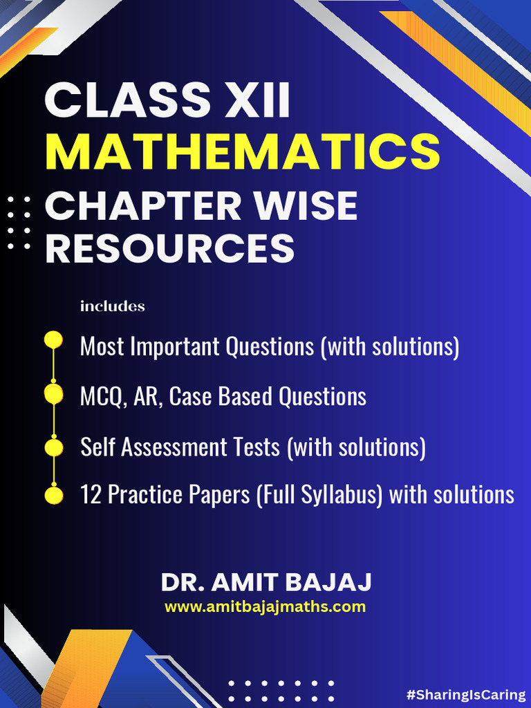 Class Xii Mathematics Chapter Wise Resources 2025-26 Dr. Amit Bajaj | PDF | Determinant ...