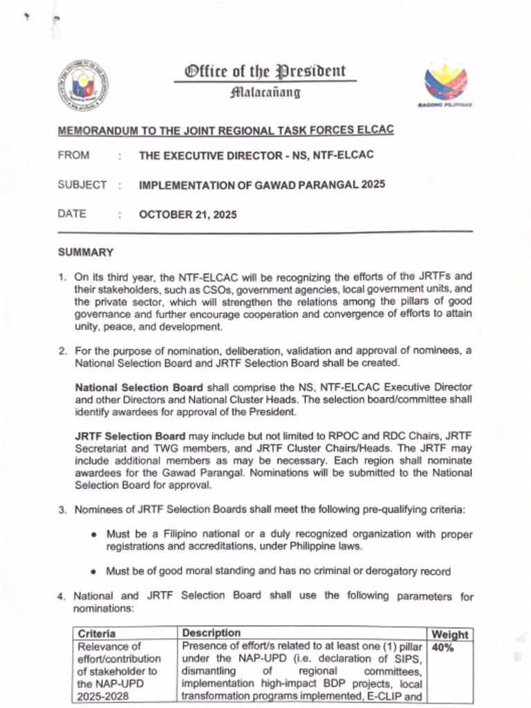 Implementation of Gawad Parangal 2025_1 | PDF