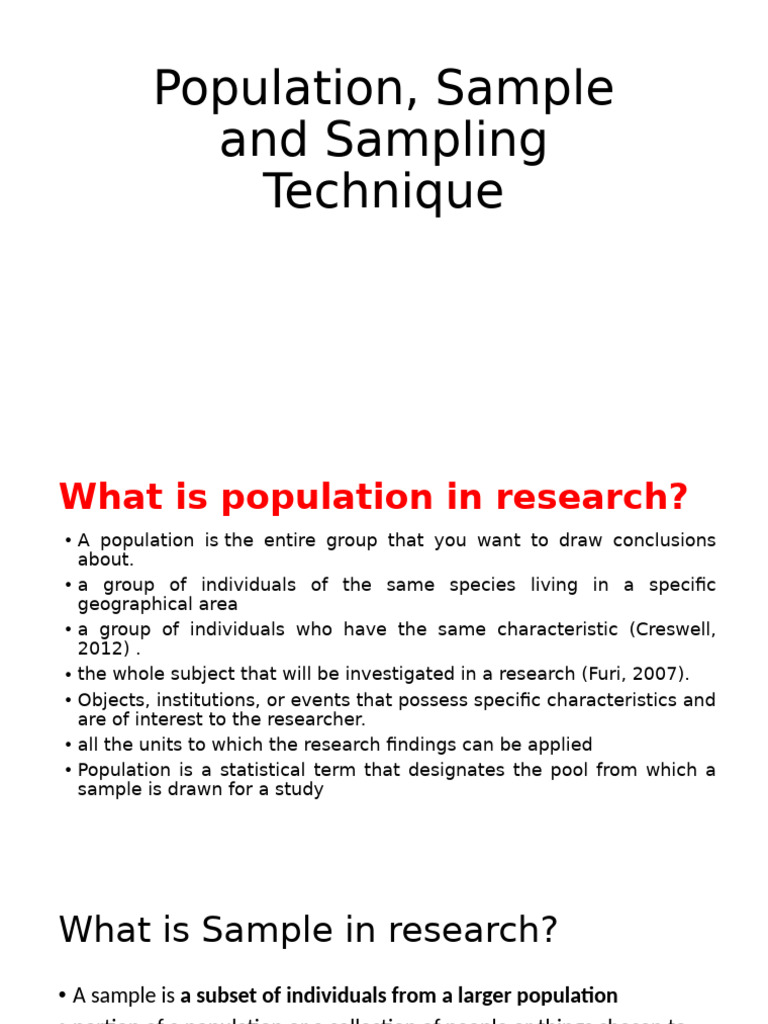 Population, Sample and Sampling Technique | PDF