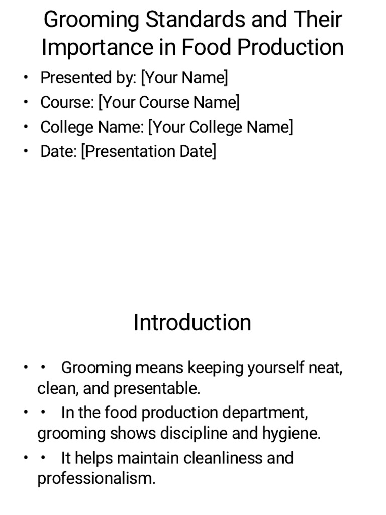 Grooming Standards 12 Slides | PDF | Hygiene
