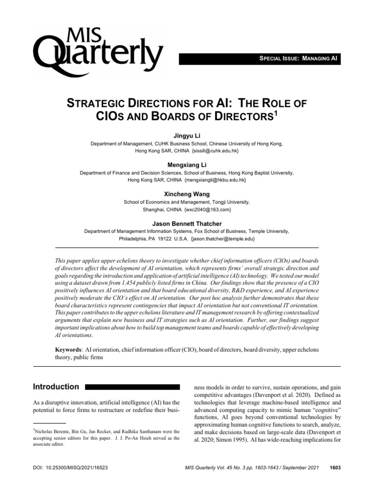 01 Strategic Directions for AI the Role of CIOs and Boards of Directors ...