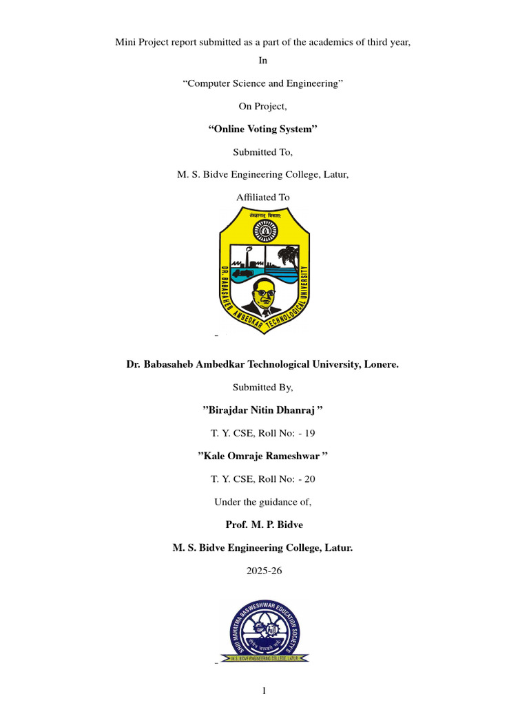Online Voting System Mini Project Report | PDF | Electronic Voting ...