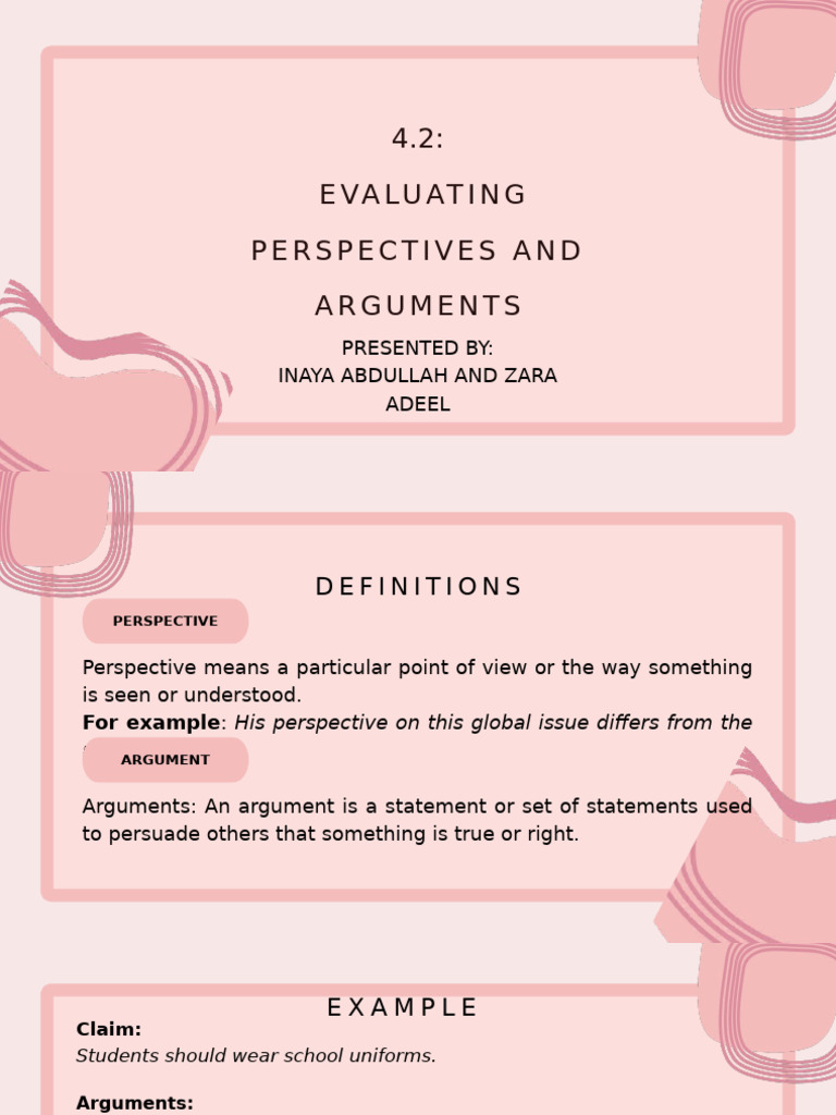 Evaluation of Perspectives | PDF | Argument | Fallacy