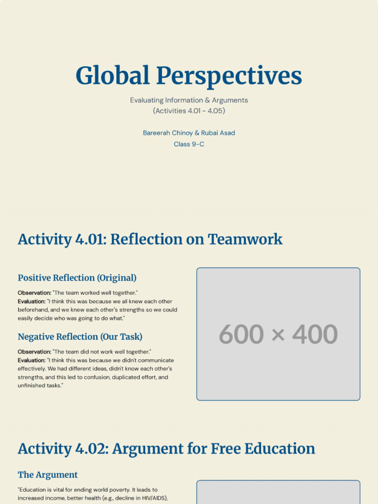 Global Perspectives Activities | PDF