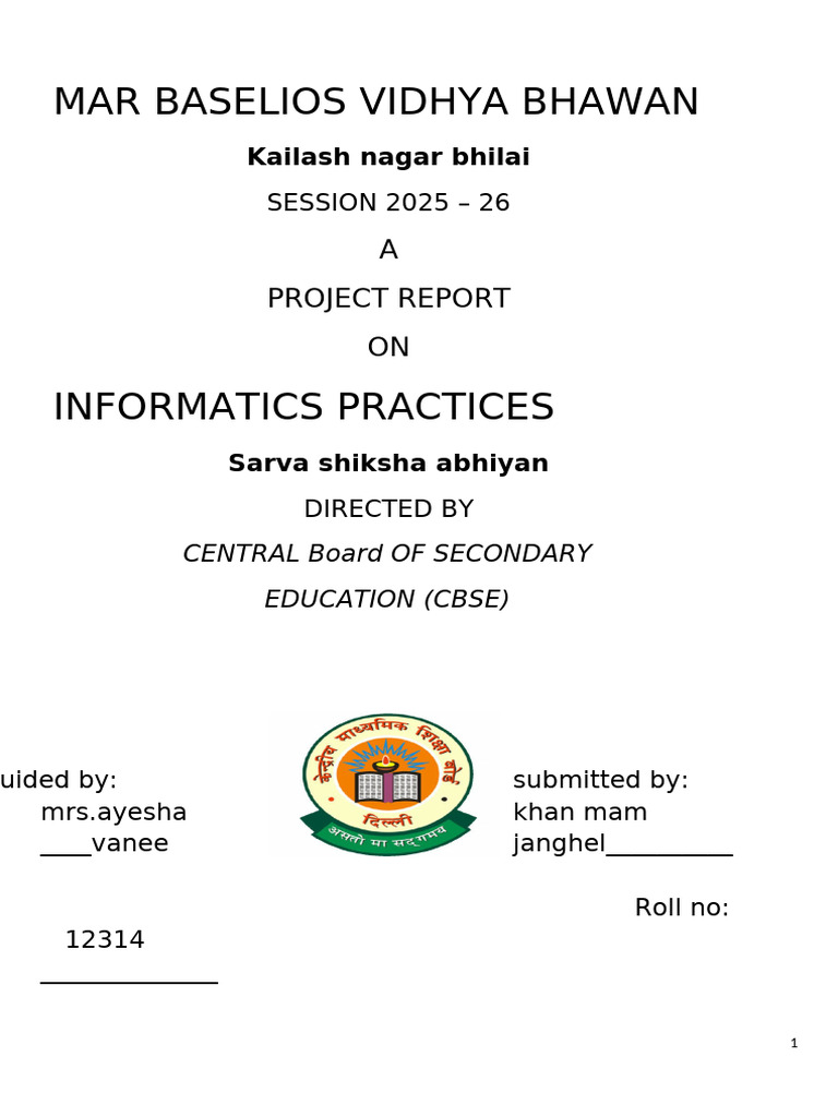 Front Page & Certificate 2025-26 | PDF