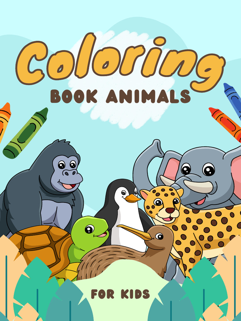 Blue Colorful Illustrative Animals Activity Worksheet Coloring Book for ...