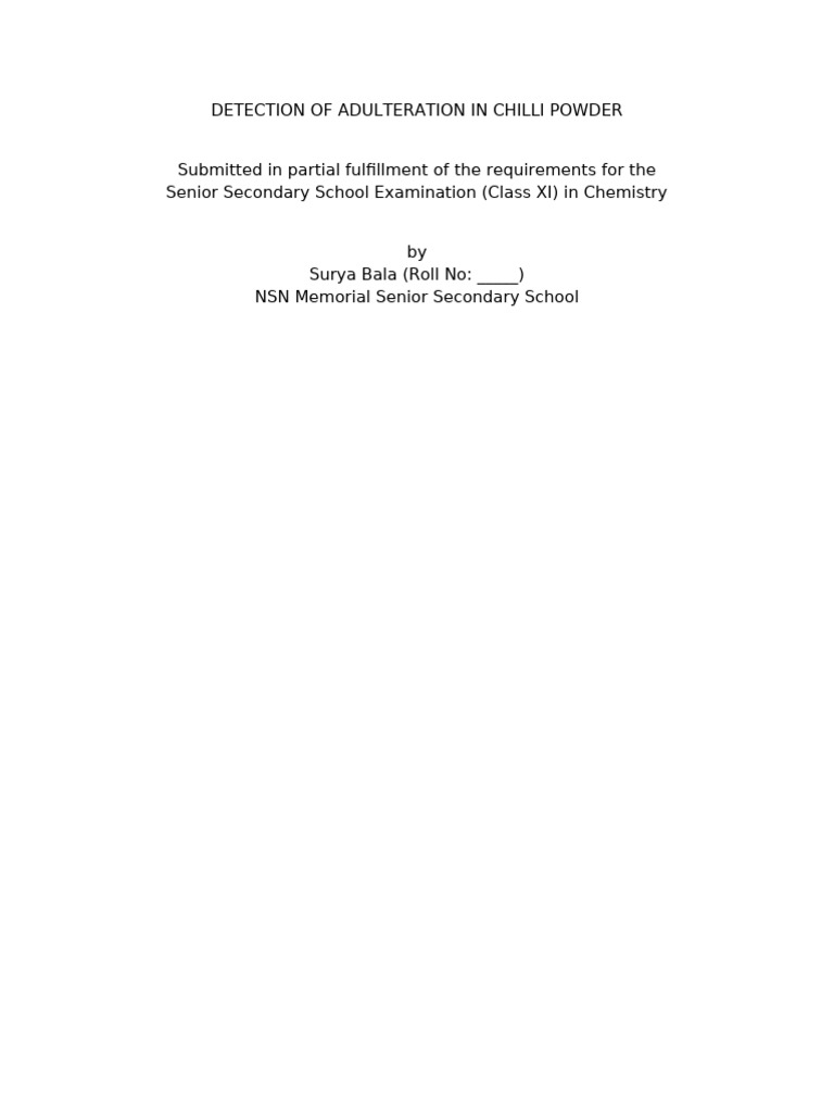 Detecting Adulteration in Chilli Powder | PDF | Precipitation ...