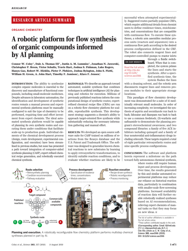 AI-Driven Robotic Flow Synthesis | PDF | Chemical Synthesis | Chemical ...