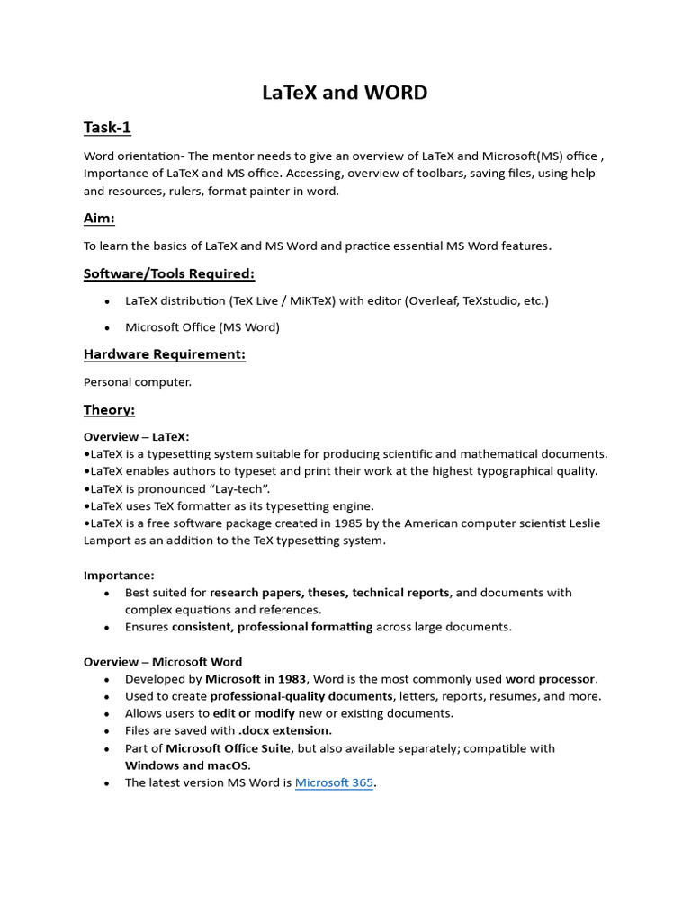 LaTeX and MS Word Basics Guide | PDF | Microsoft Word | Software
