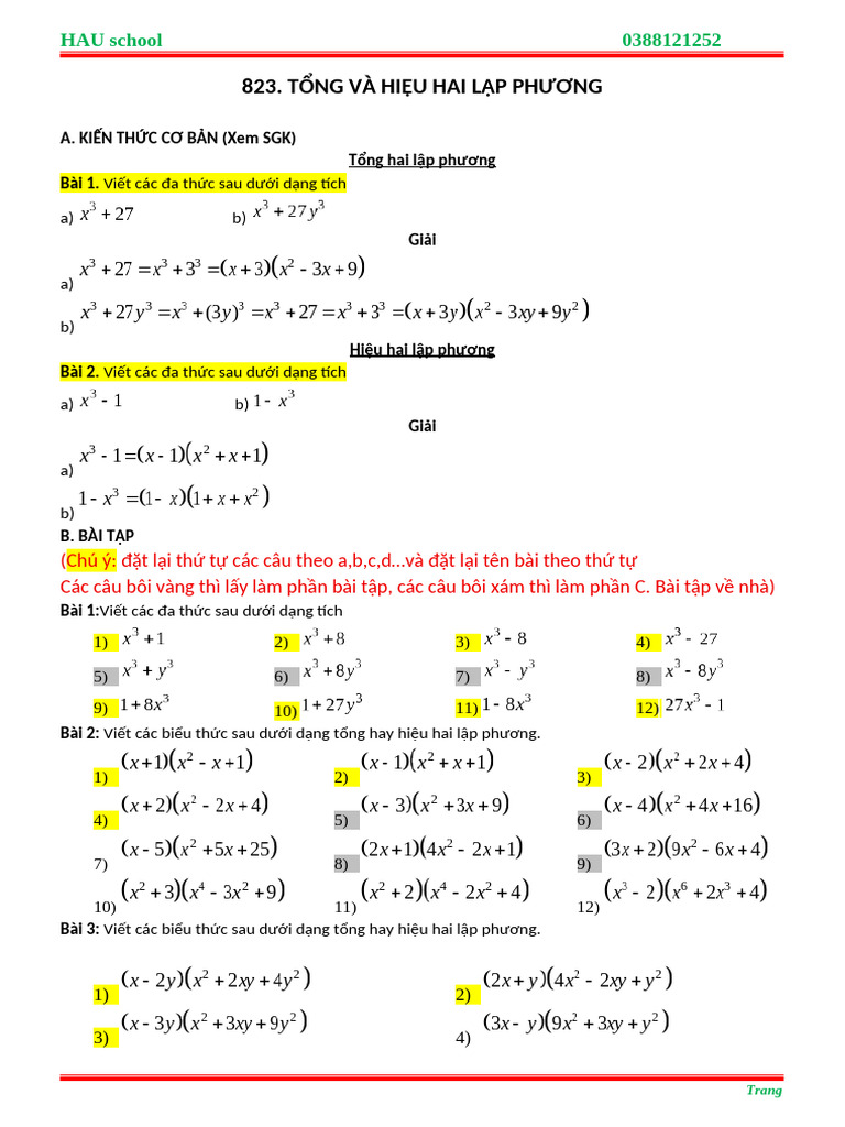 823_Tổng và hiệu hai lập phương_word | PDF