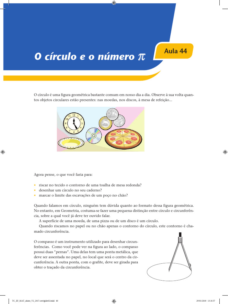44 - O Círculo e o Número Pi | PDF | Pi | Números