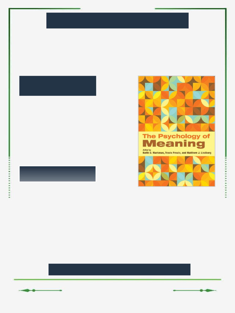 The Psychology of Meaning 1st Edition Keith D. Markman online version ...
