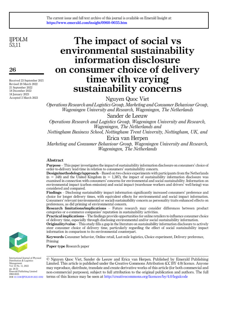 The Impact of Social Vs Enviro | PDF | Sustainability | Experiment