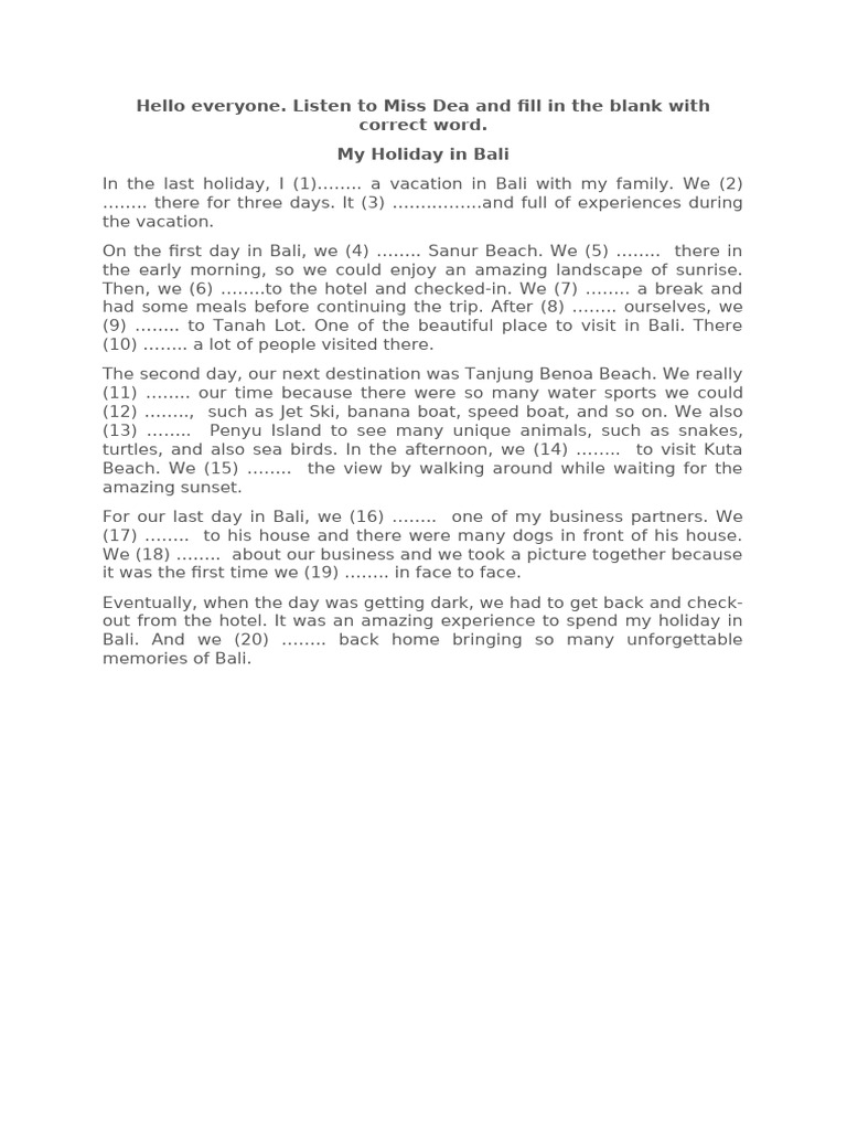 Listening Personal Recount Text | PDF