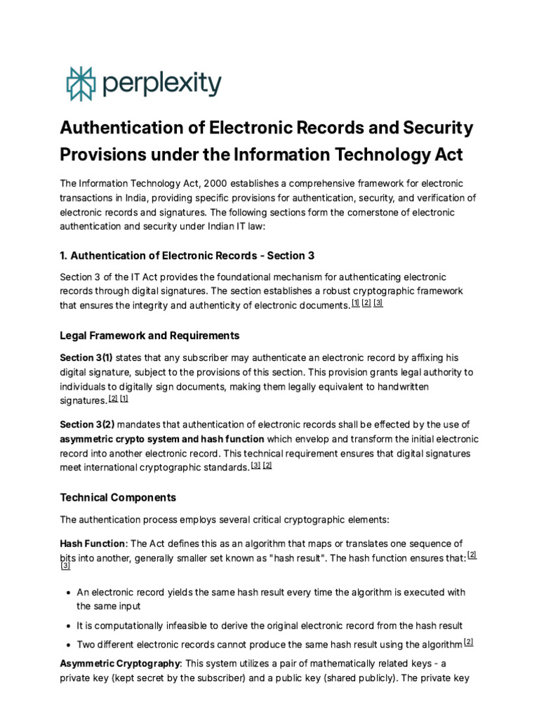 __Authentication of Electronic Records and Securit | PDF | Public Key Certificate | Cryptography