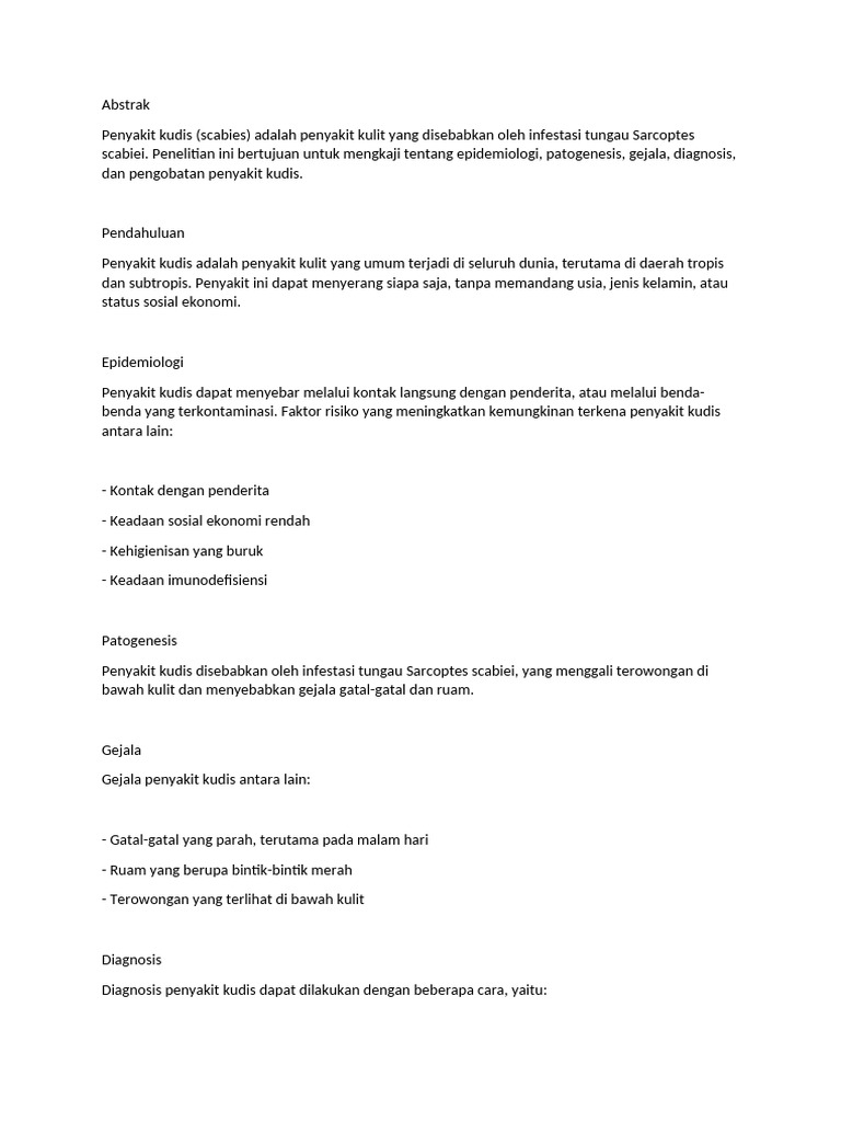 Panduan Lengkap Penyakit Kudis | PDF