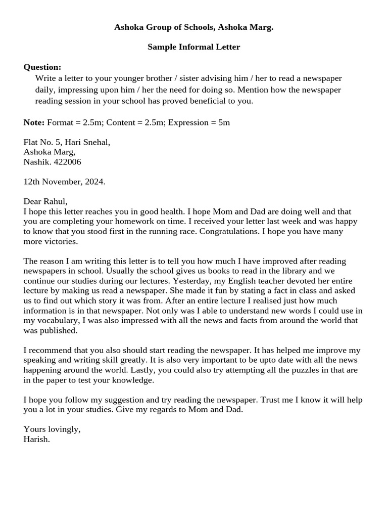 Sample Informal Letter | PDF