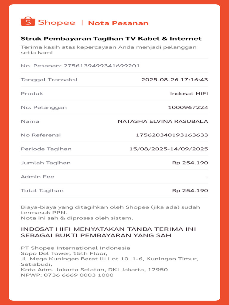 E-Receipt _ Tanda Terima Shopee | PDF