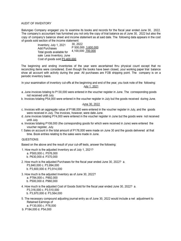 Module 3 - Inventory Quiz | PDF | Inventory | Business