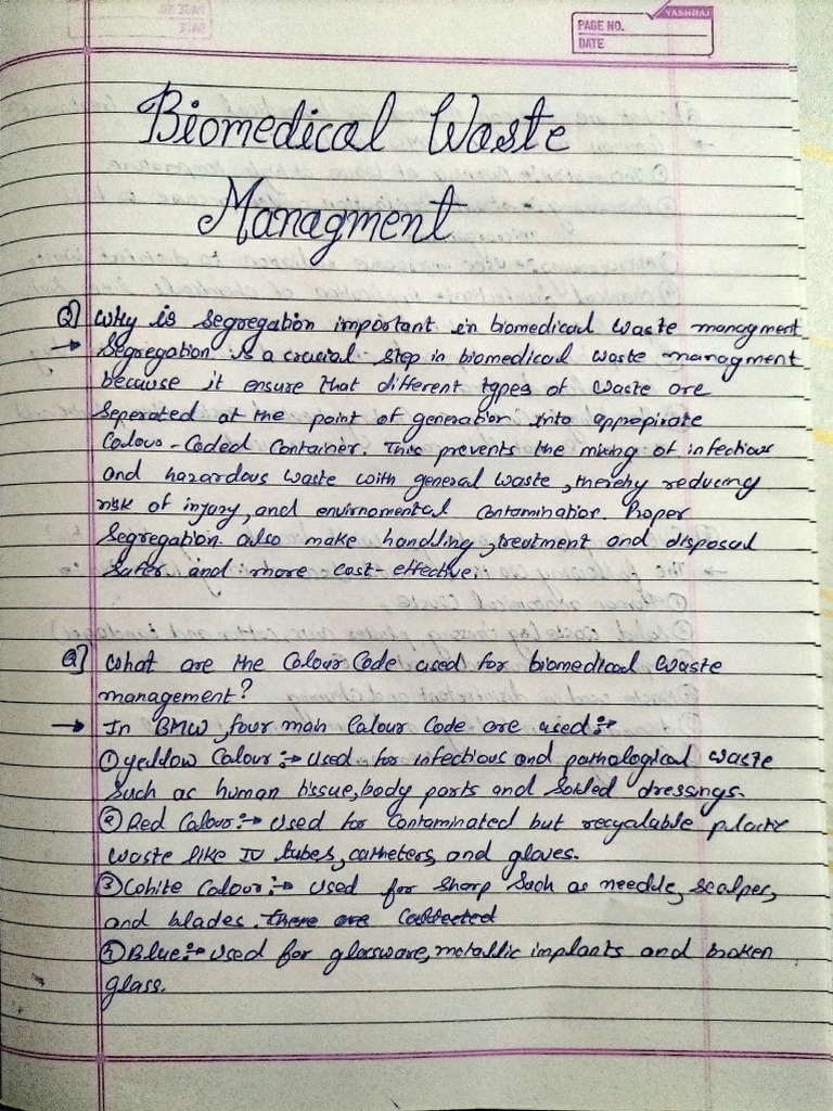 Biomedical Waste Management Answers | PDF