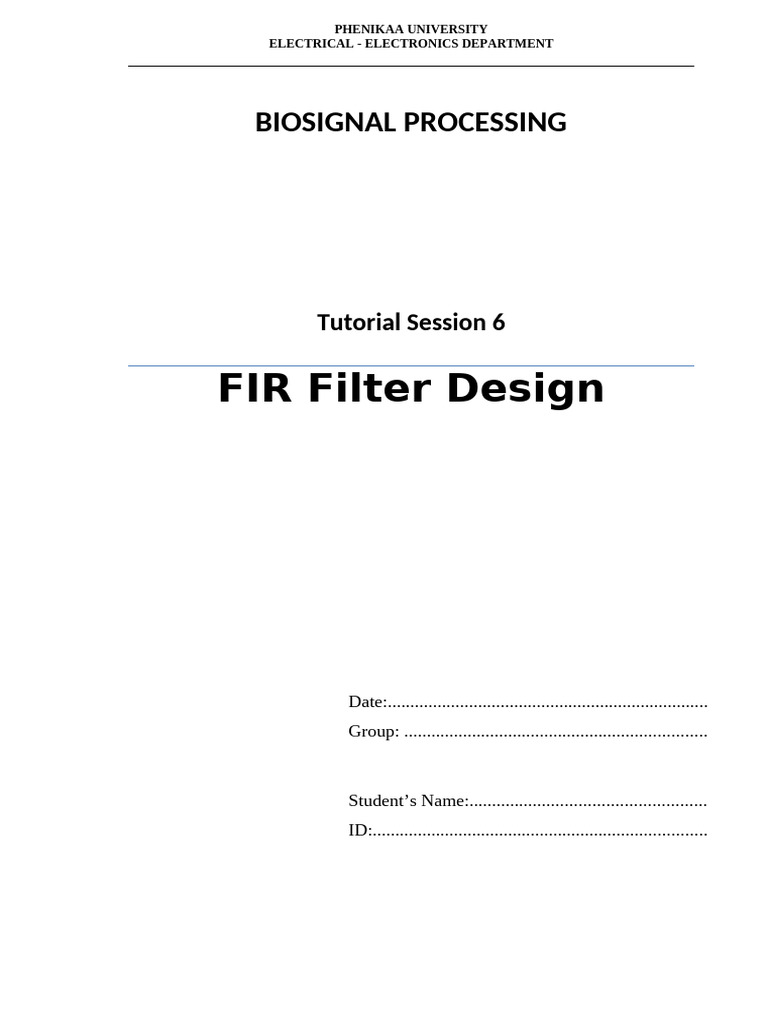 Tutorial 5-FIR Filter Designs | PDF | Filter (Signal Processing ...