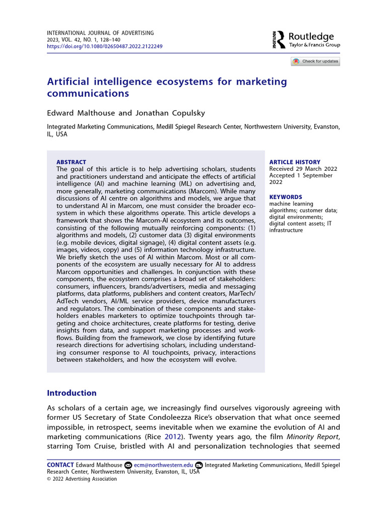AI Ecosystems in Marketing Communications | PDF | Artificial ...