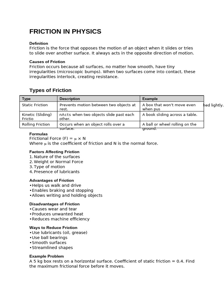 Understanding Friction in Physics | PDF