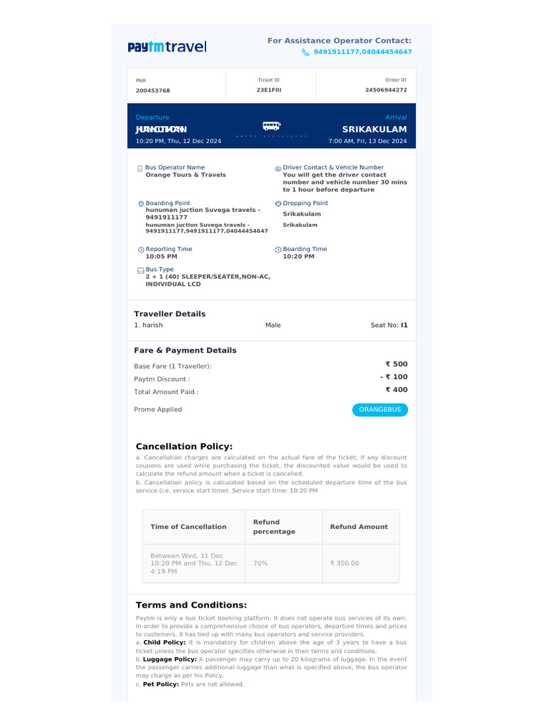 Bus Ticket | PDF | Identity Document | Bus