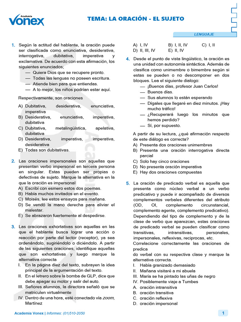 Sa SM Agosto Le S18-22 VC | PDF | Asunto (gramática) | Verbo