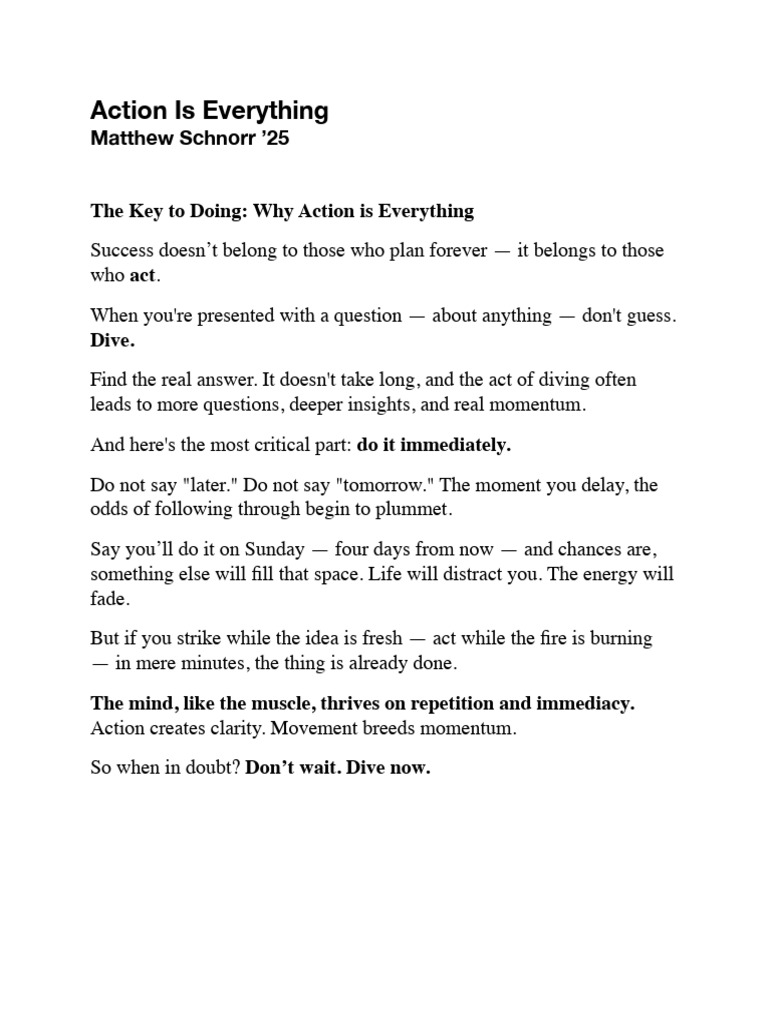 Action is Everything | PDF