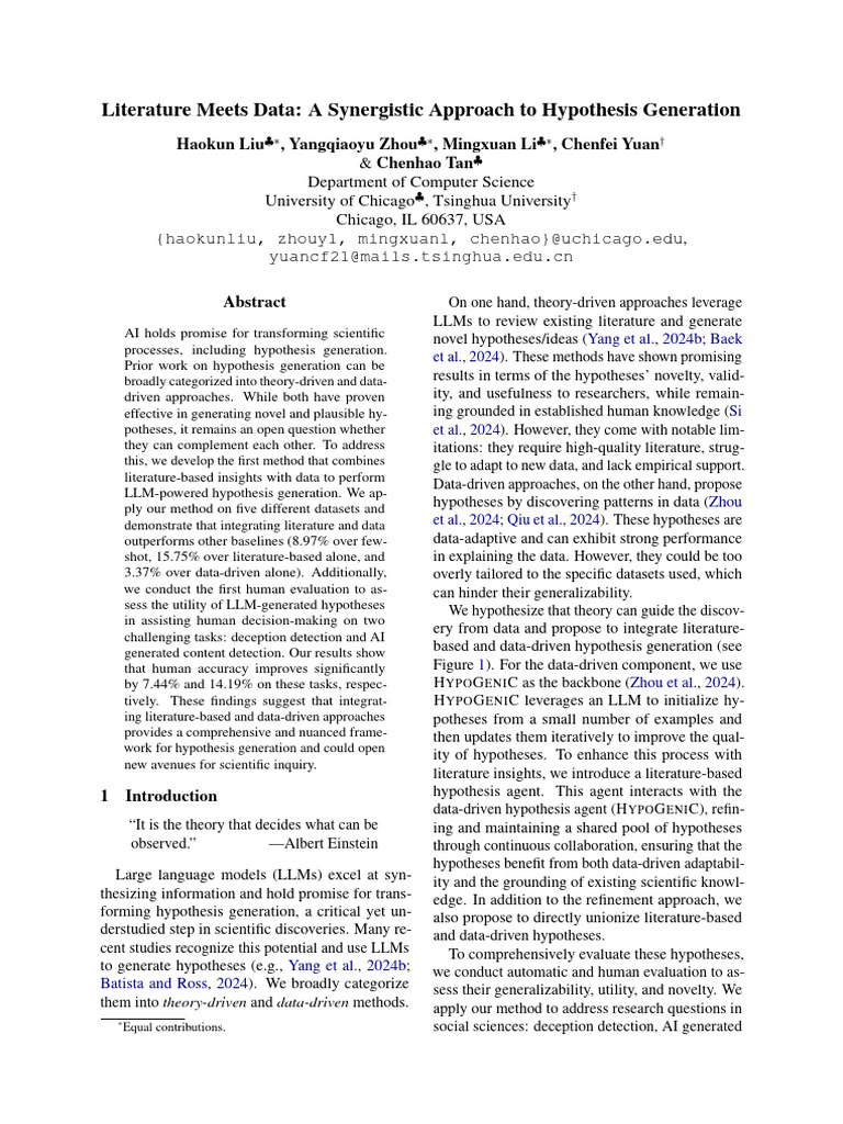 Literature-Data Fusion for Hypothesis Generation | PDF | Hypothesis ...