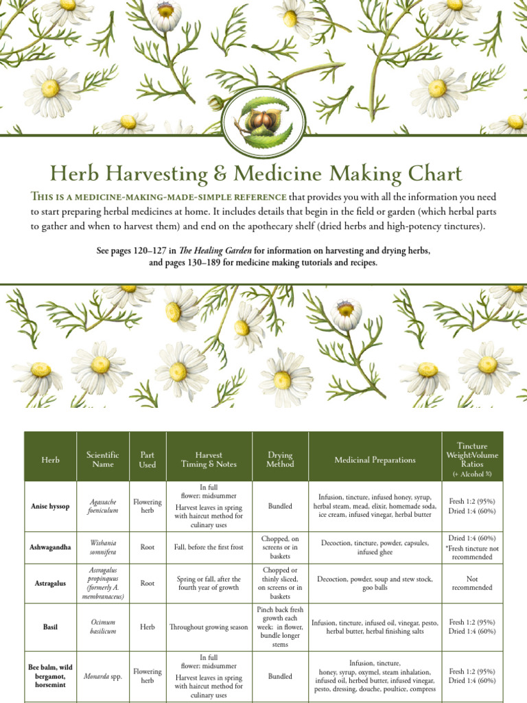 Herb Harvesting and Medicine Making Chart - Chestnut School of Herbal ...