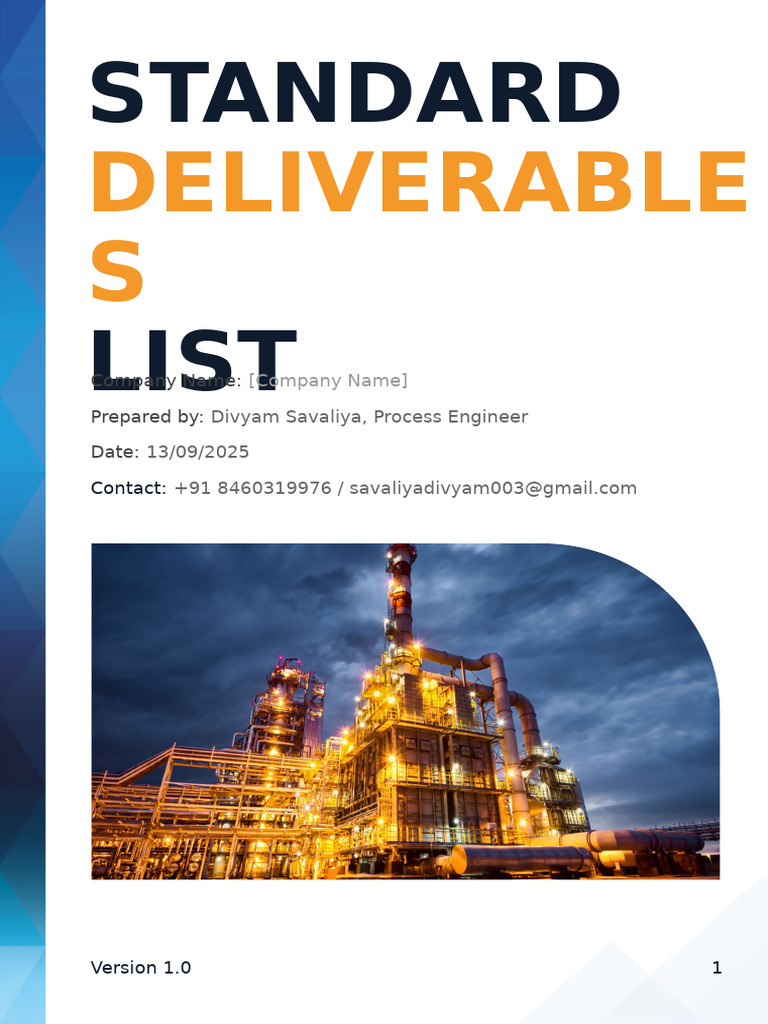 Standard Deliverable List for Engineering Projects | PDF | Engineering ...