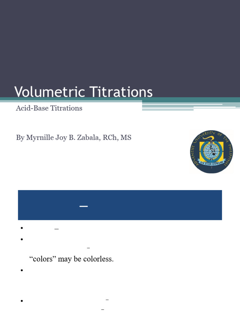 Lec6-Volumetric Titrations-Acid-Base_POWERPOINT | PDF | Titration | Chemistry