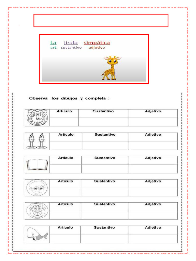 Primer Grado Concordancia Entre El Sustantivo y El Adjetivo | PDF